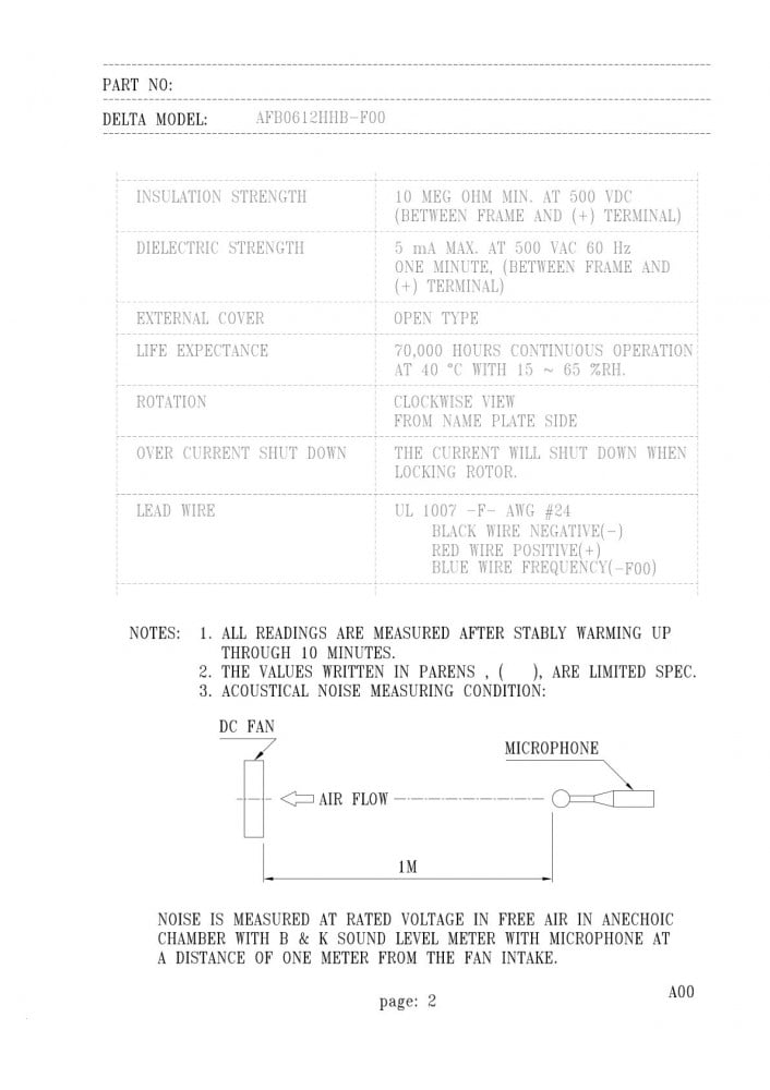 AFB0612HHB-F00 specification page 2