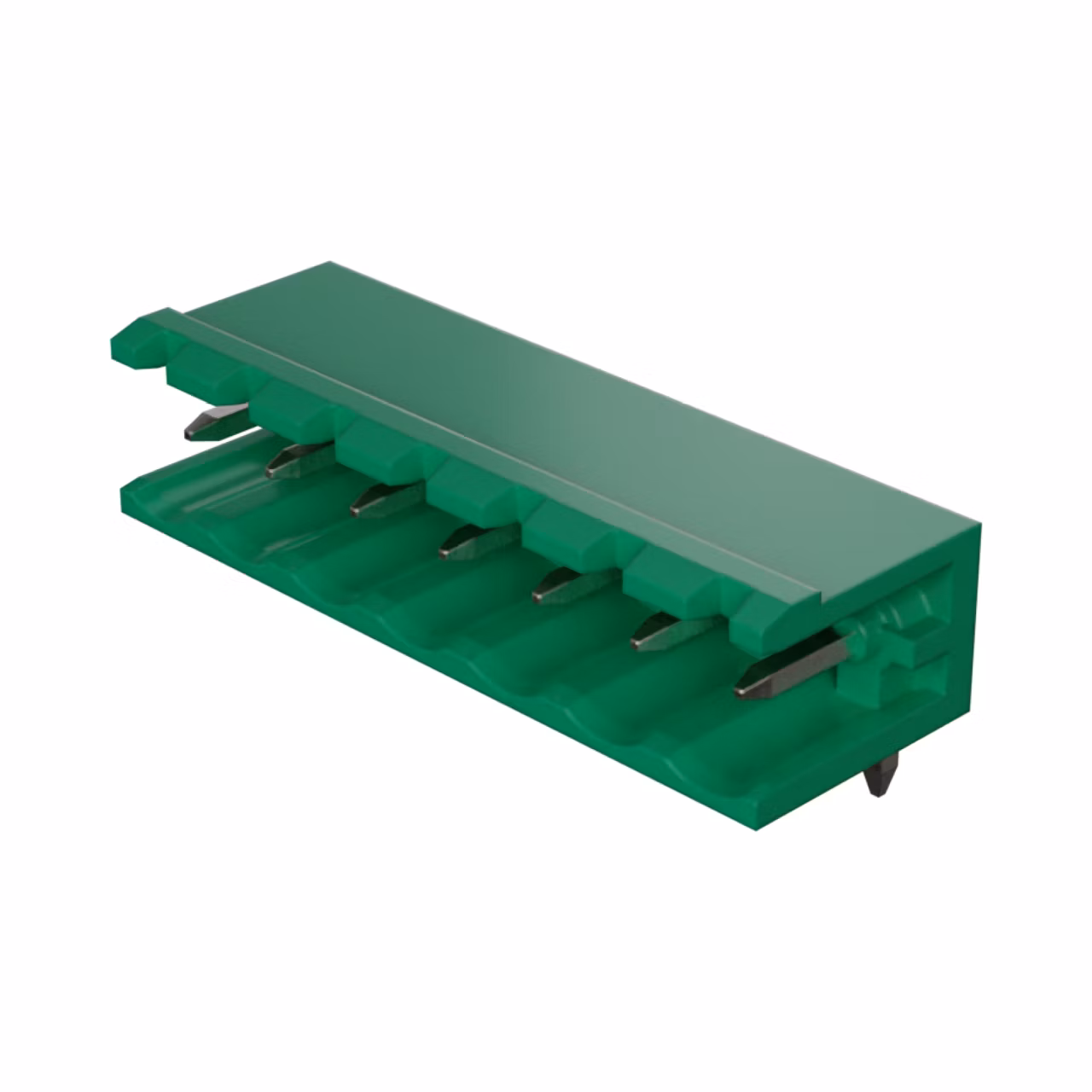 5.08mm Pitch Eurostyle Right-Angle PCB Header, Open Ends, Green Housing, 7 Circuits for sale