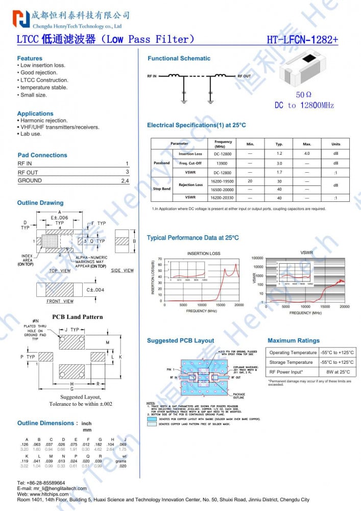 HT-LFCN-1282+ technical document page