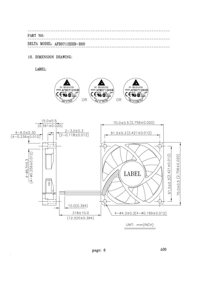 AFB0712HHB-R00 label drawing