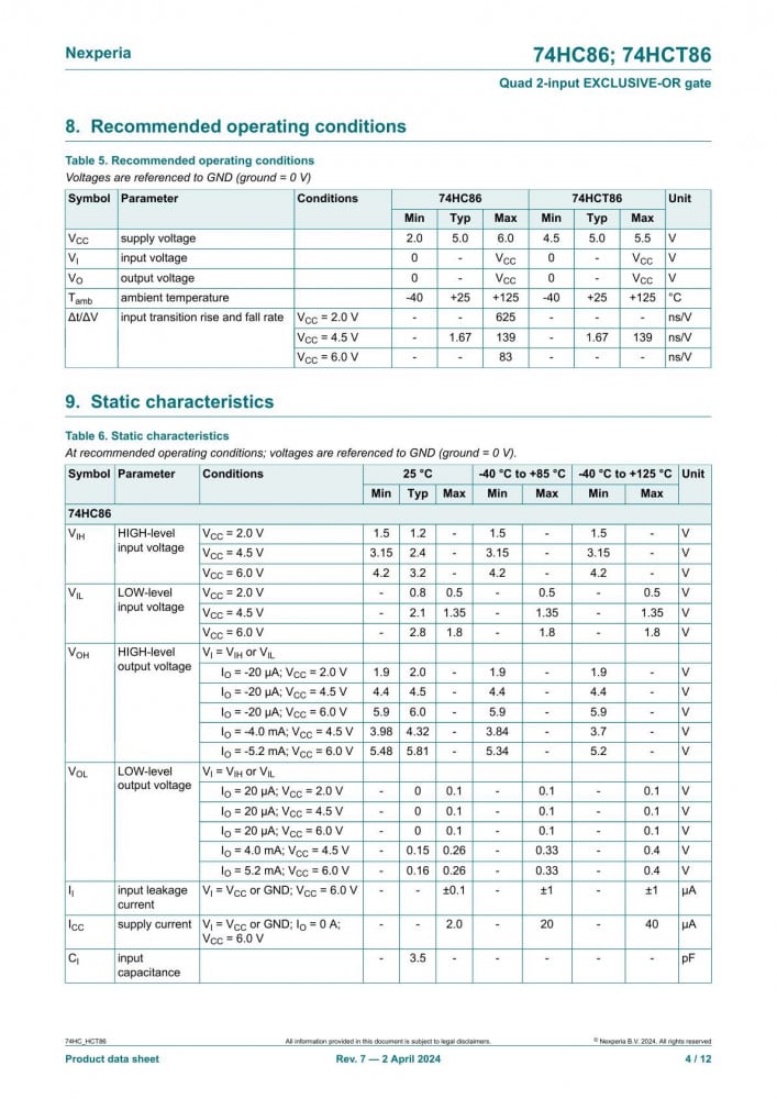 74HC86PW,118 datasheet page 4