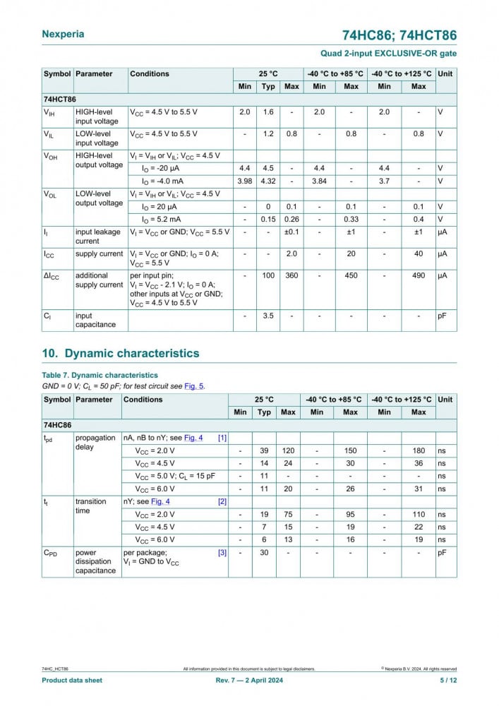 74HC86PW,118 datasheet page 5