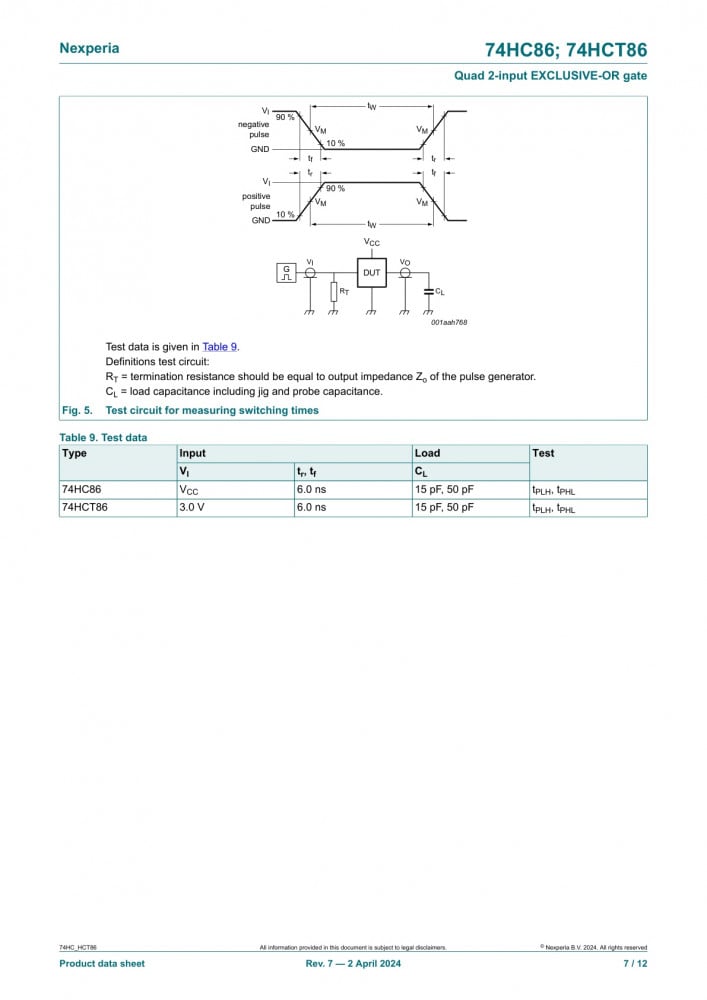 74HC86PW,118 datasheet page 7