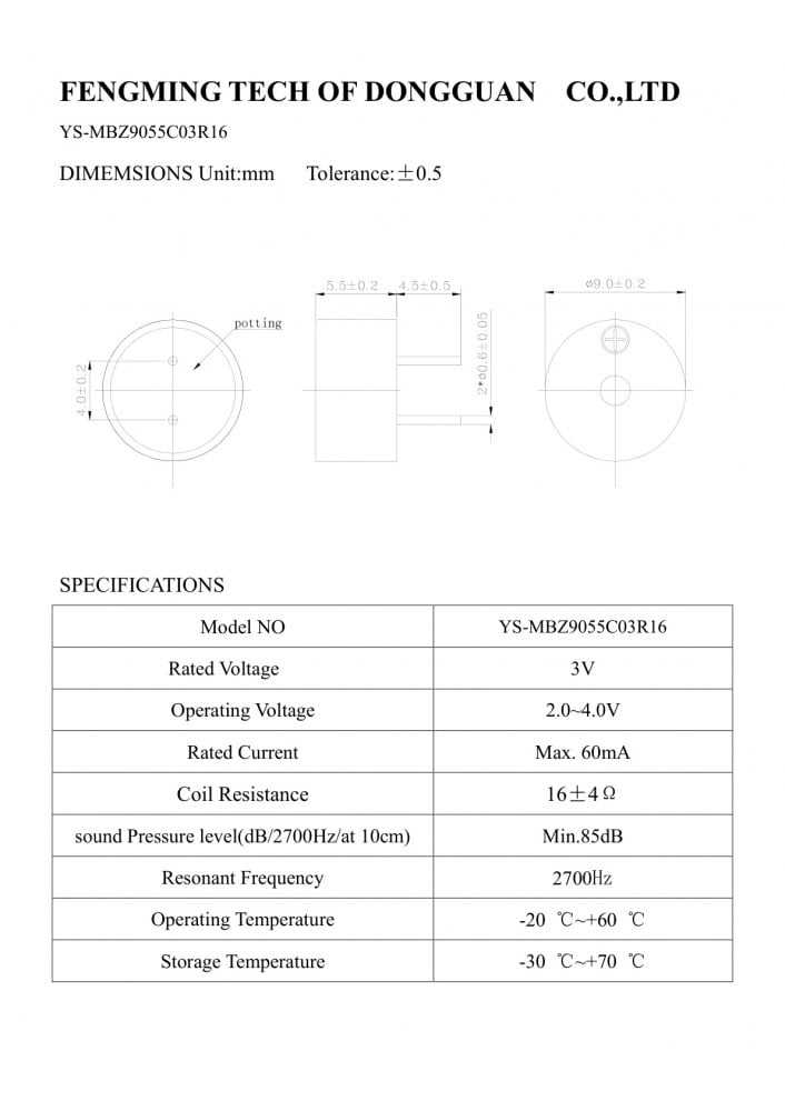 YS-MBZ9055C03R16 specification page 2