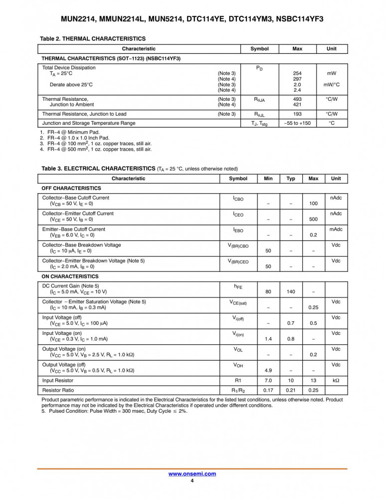 MUN5214T1G document page 4