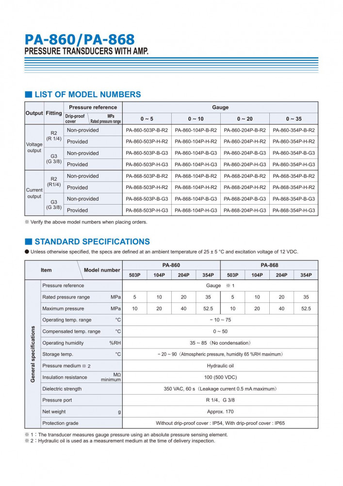 PA-860 series technical document page 2