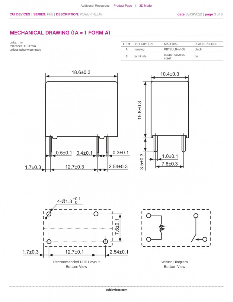 PR2 relay datasheet page 3