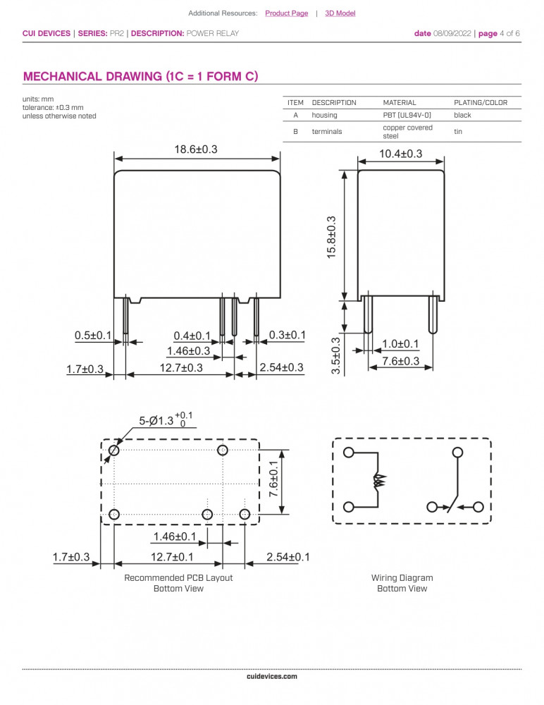 PR2 relay datasheet page 4