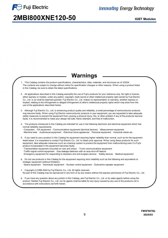 2MBI800XNE120-50 document page 9