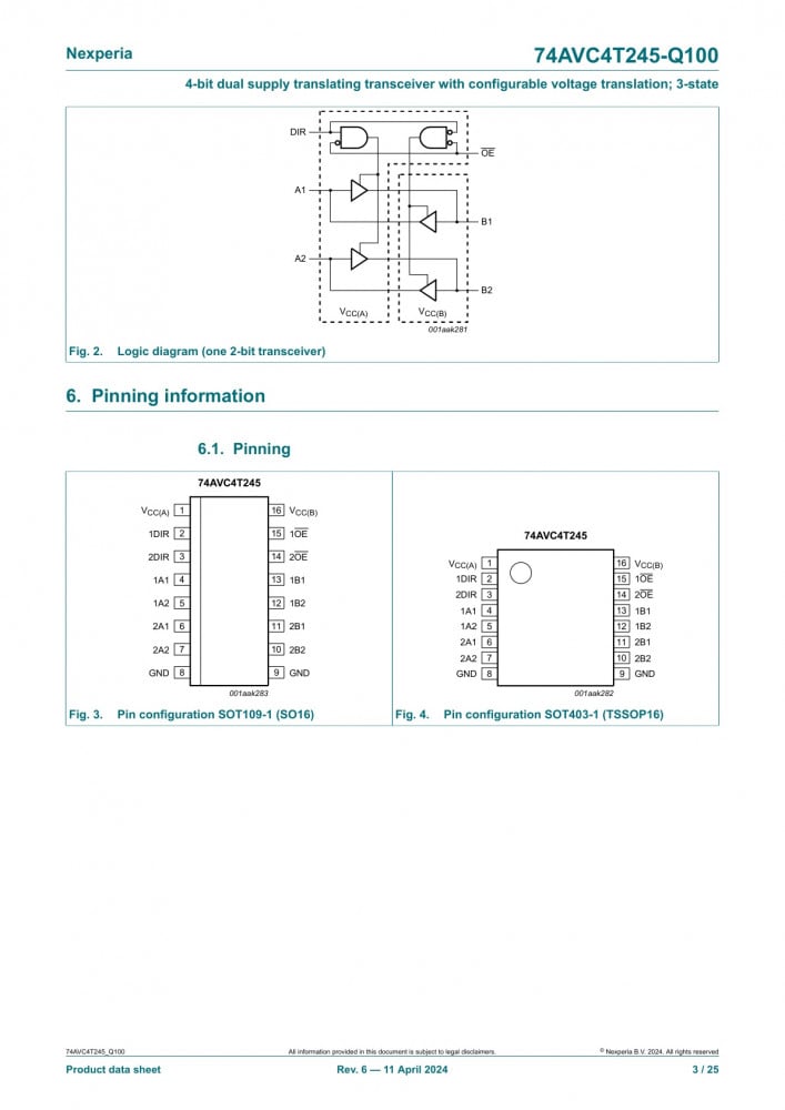 74AVC4T245-Q100 datasheet page 3