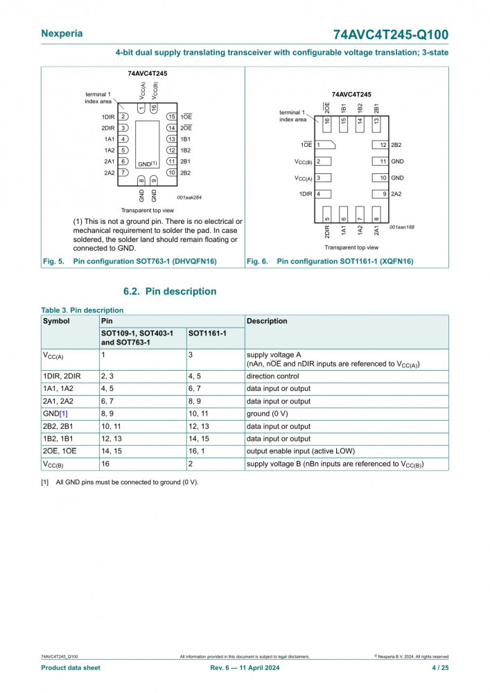 74AVC4T245-Q100 datasheet page 4