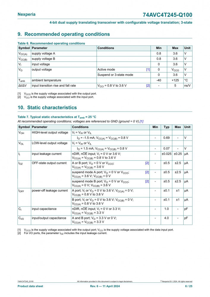74AVC4T245-Q100 datasheet page 6