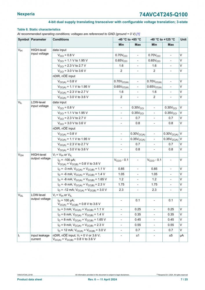 74AVC4T245-Q100 datasheet page 7