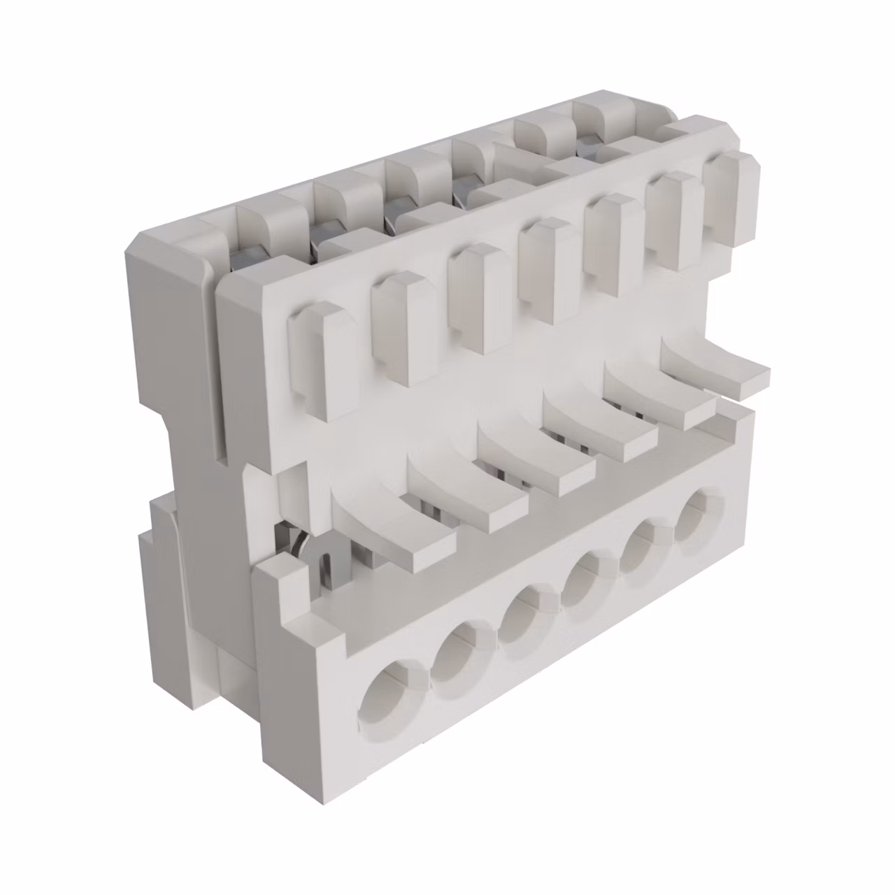 Appli-Mate RAST 2.5 IDT Housing, 2.50mm Pitch, Female, 6 Circuits, Beaded Terminal, Position Keys A & G Removed, Slotted Endwalls