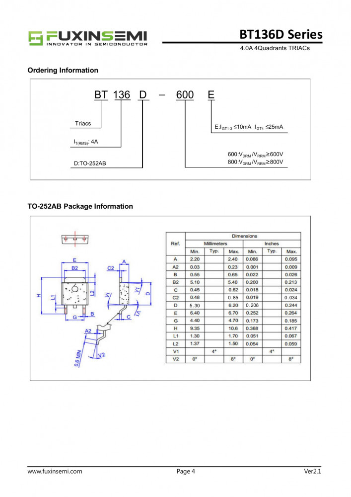 BT136D technical document page 4