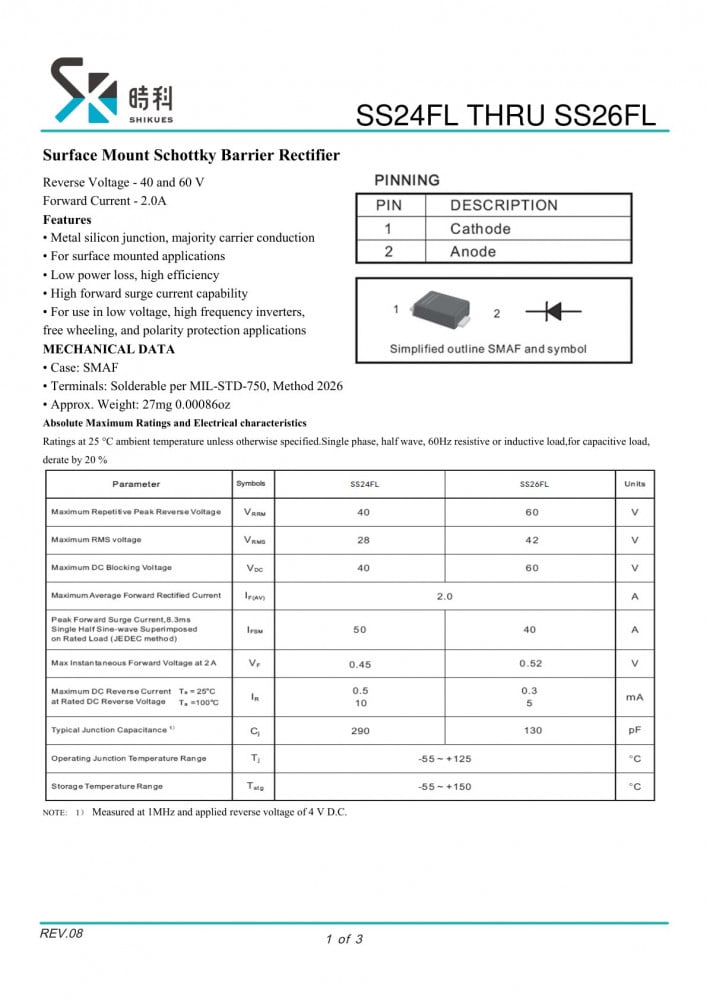SS26FL datasheet page 1