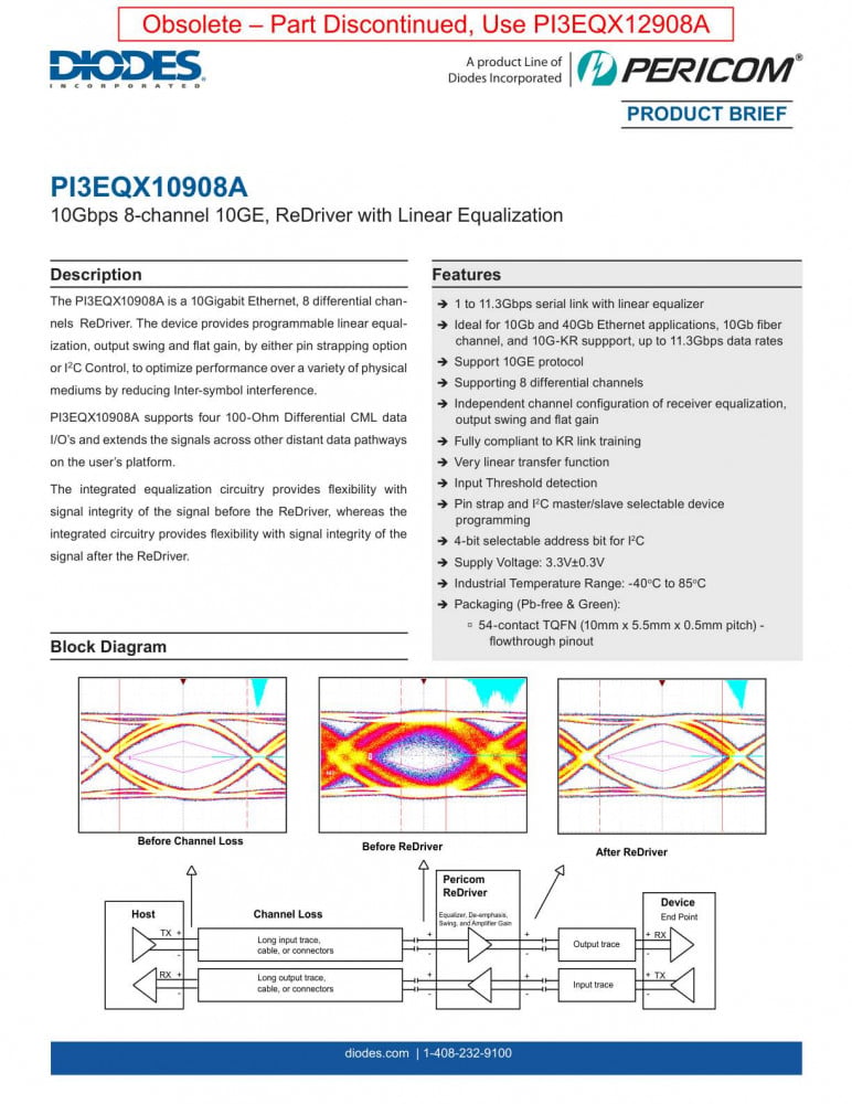 PI3EQX10908A product brief page