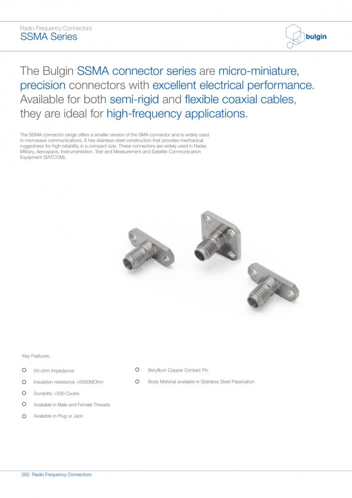 Bulgin SSMA connector documentation page 1