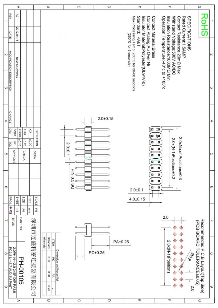 PH-00105 technical drawing preview
