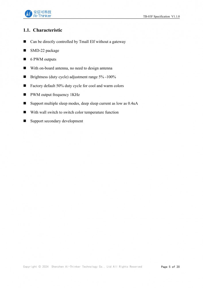 TB-03F specification page 5