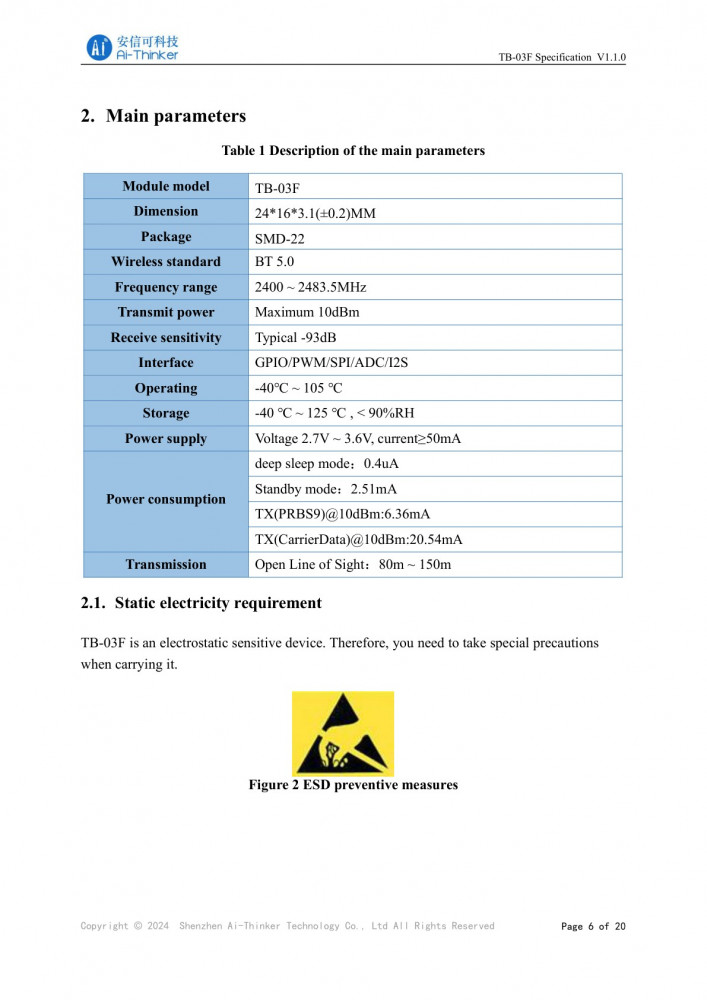 TB-03F specification page 6