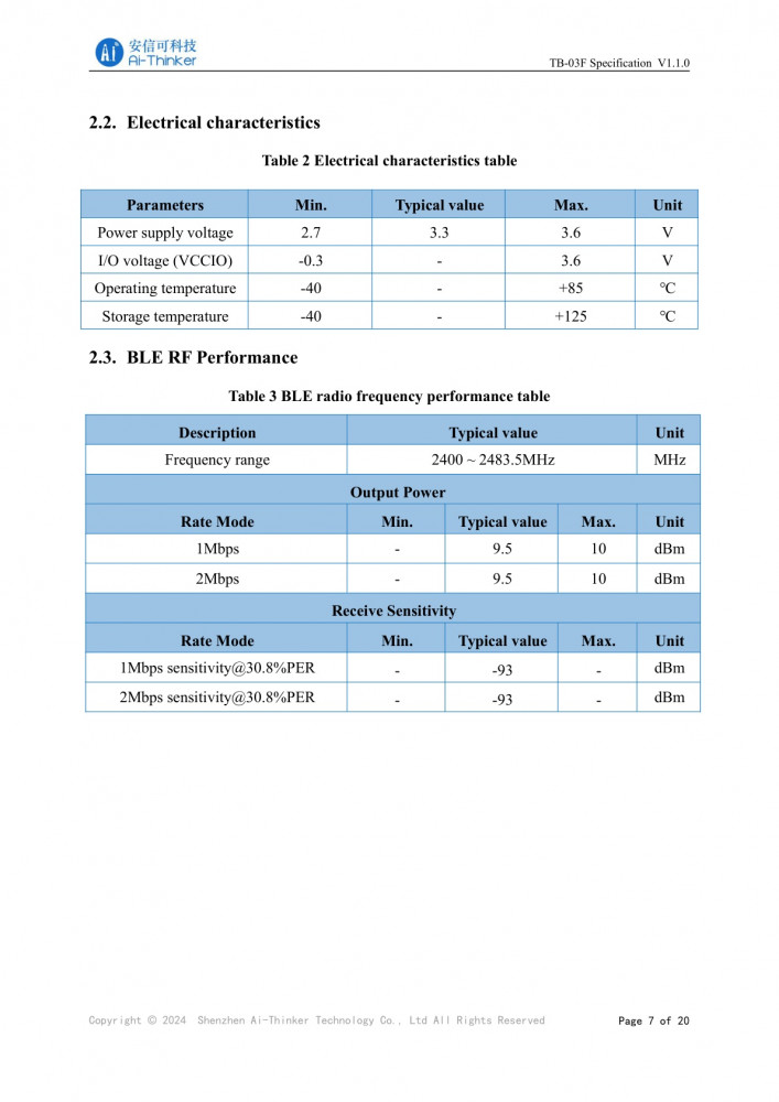 TB-03F specification page 7