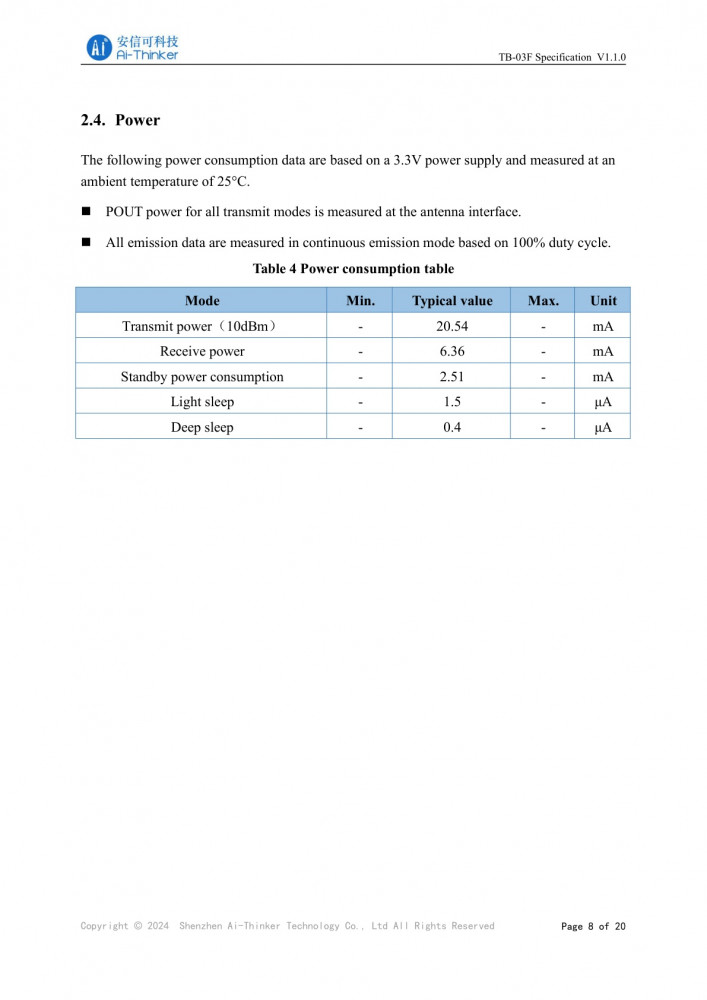 TB-03F specification page 8