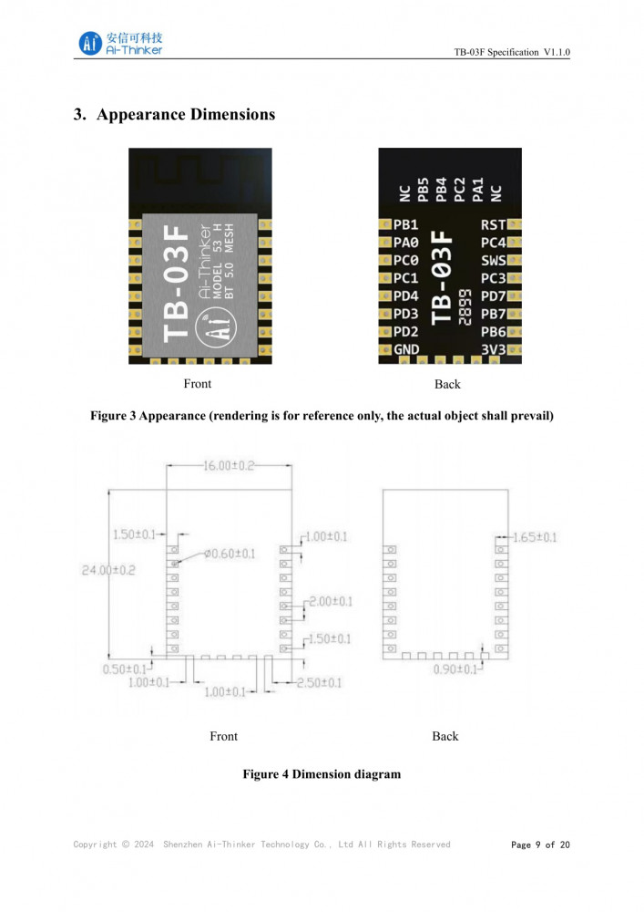 TB-03F specification page 9