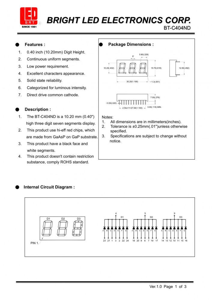 BT-C404ND datasheet visual, page 1