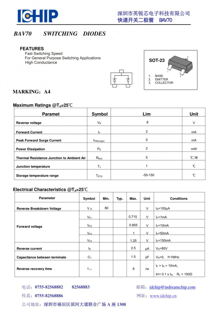 IDCHIP BAV70 datasheet page 1