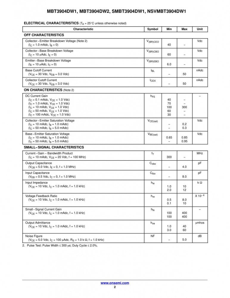 MBT3904DW1T3G datasheet page 3