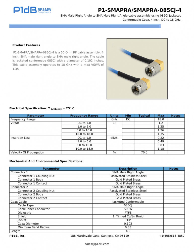 P1-SMAPRA/SMAPRA-085CJ-4 product documentation page 1