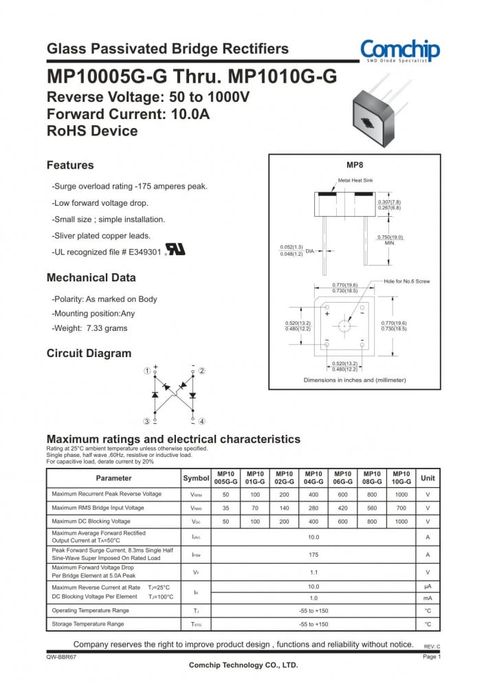 MP1004G-G datasheet page 1