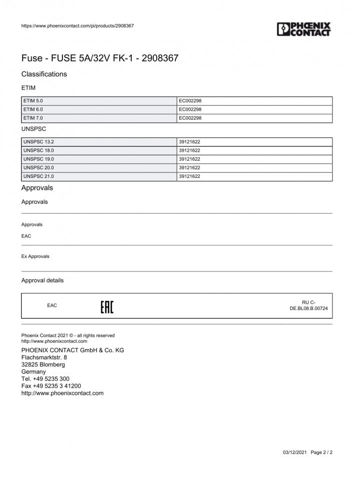 Phoenix Contact 2908367 technical document page 2