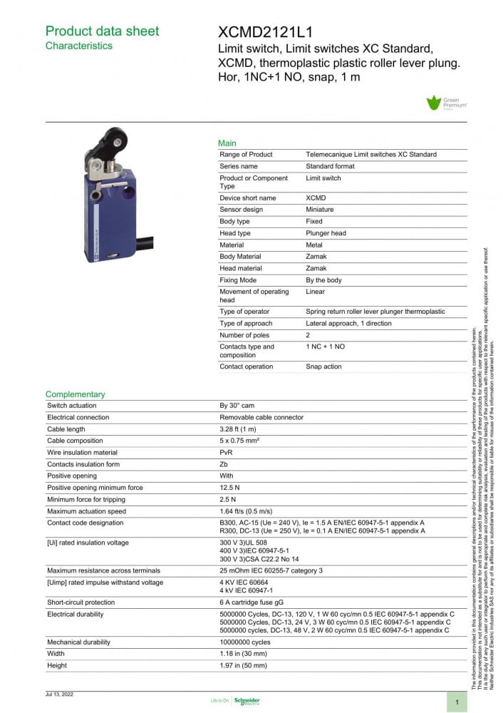 XCMD2121L1 technical document page 1