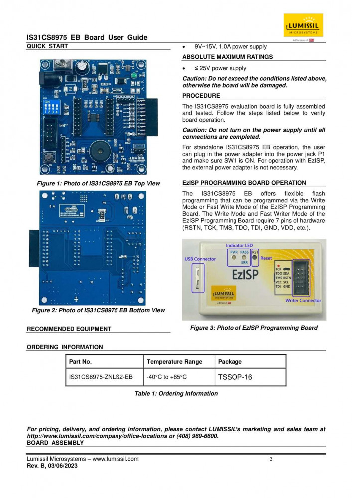 IS31CS8975 evaluation board documentation page 2