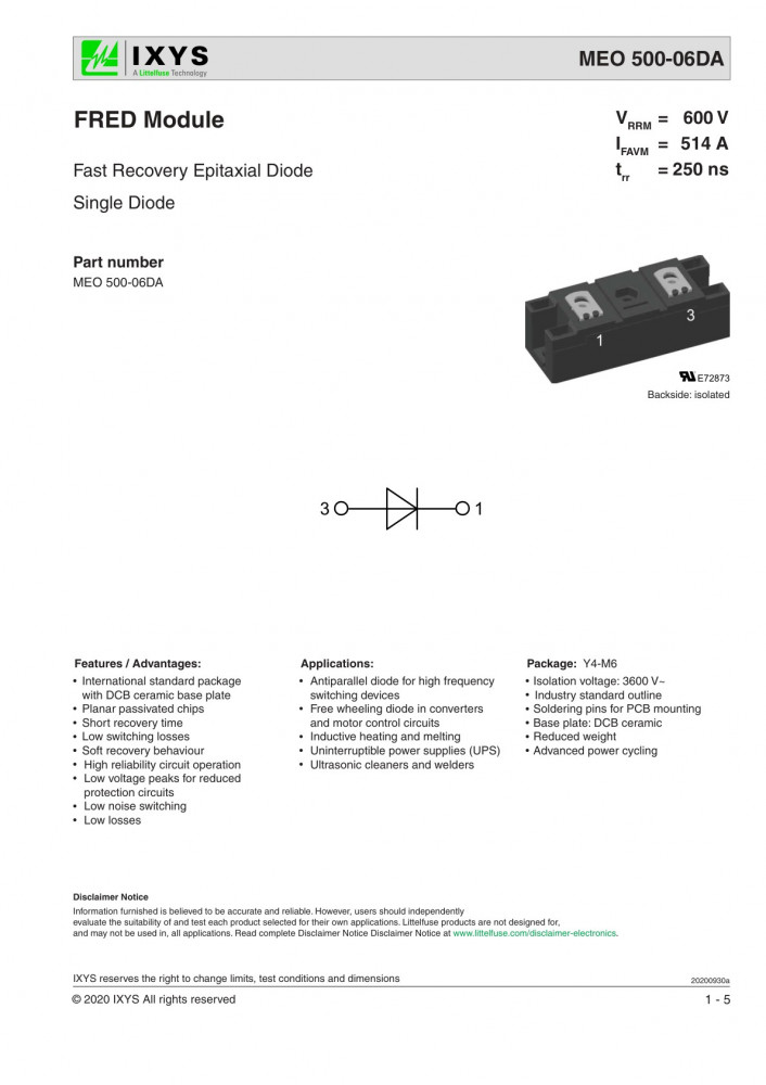 MEO500-06DA datasheet page 1