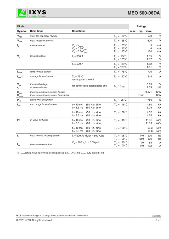 MEO500-06DA datasheet page 2