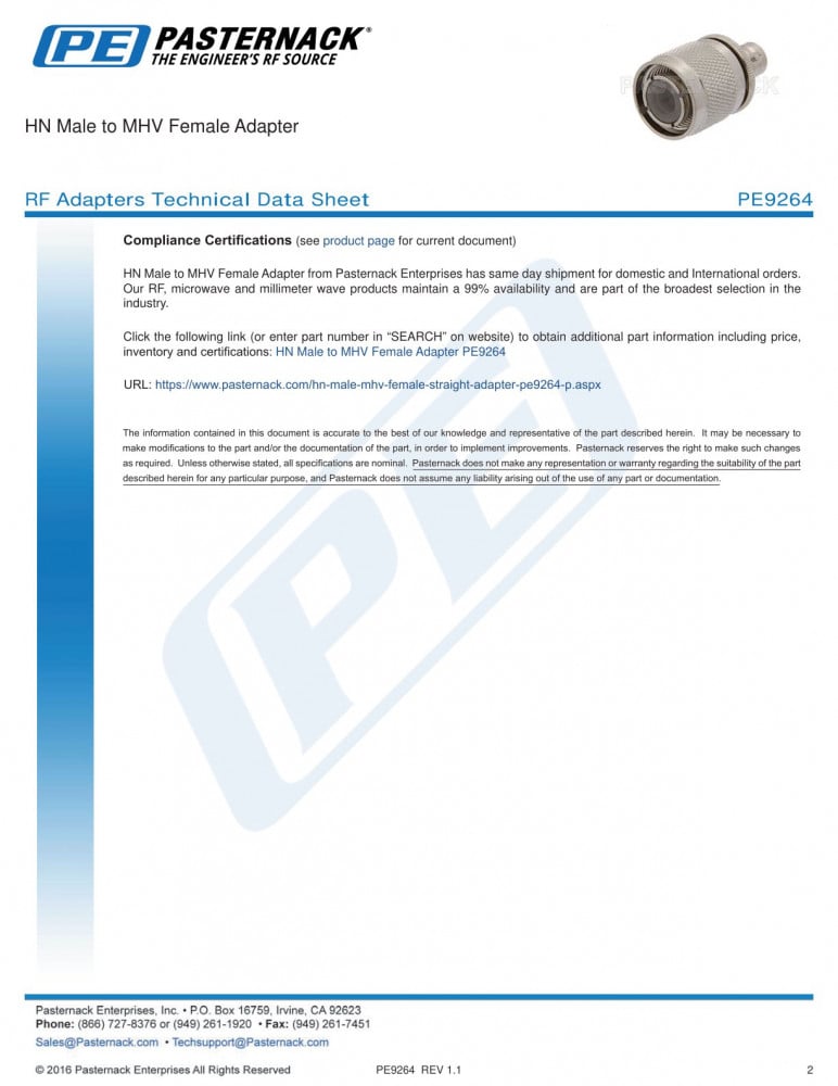 PE9264 technical document page 2