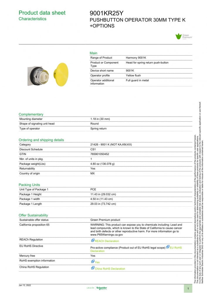 9001KR25Y technical document page 1
