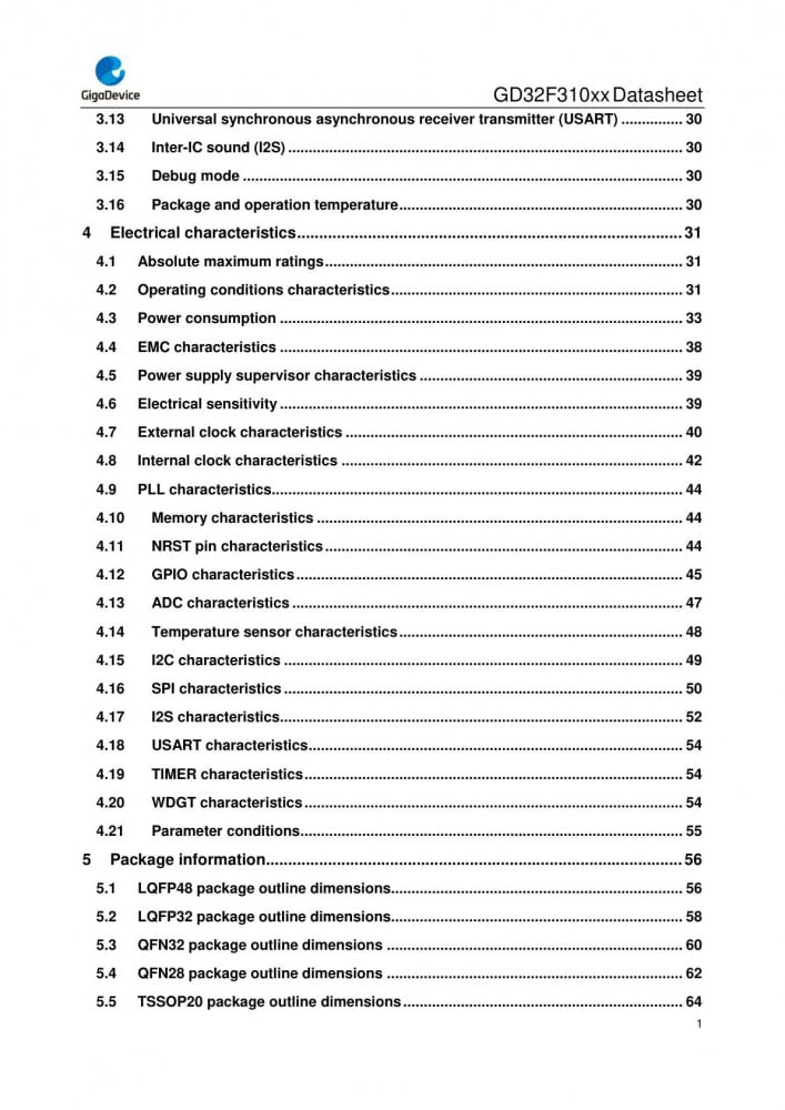 GD32F310F6P6TR datasheet page 3
