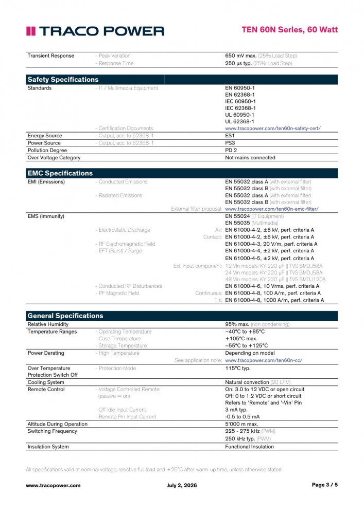 TEN 60N datasheet page 3