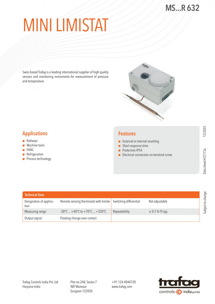 Trafag Mini Limistat document page 1