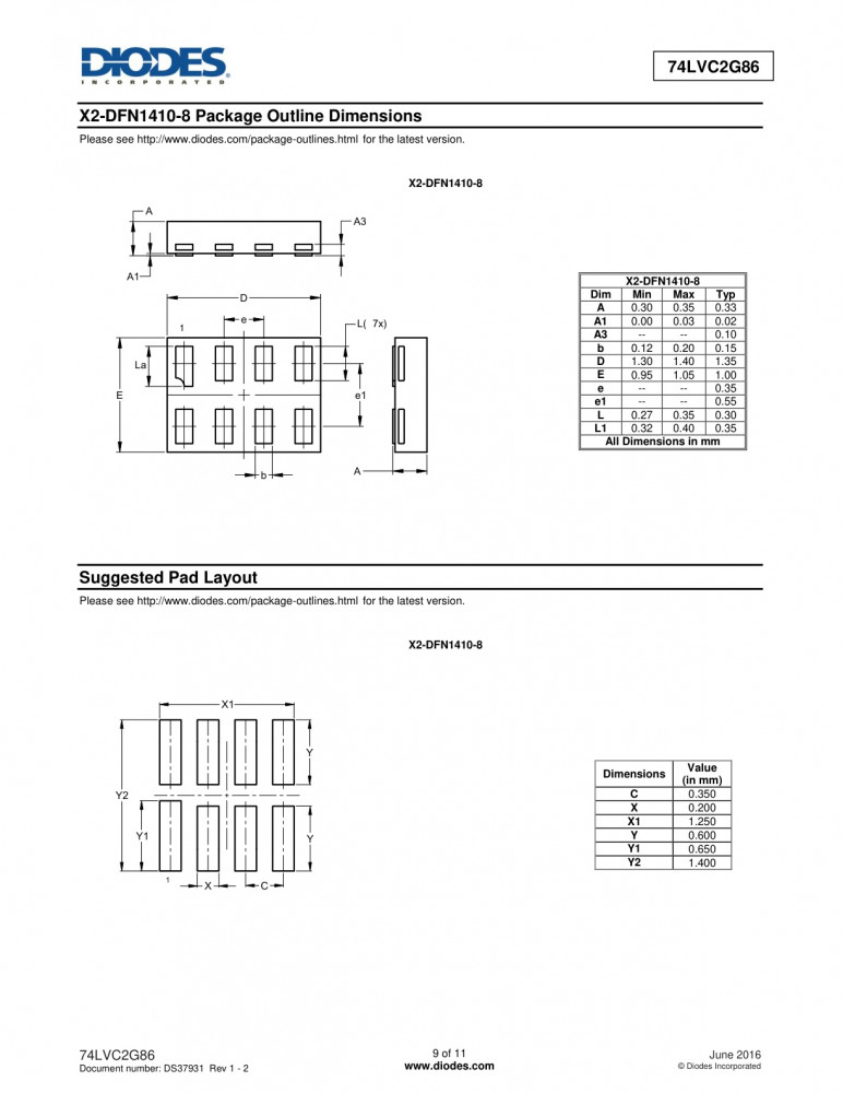 74LVC2G86RA3-7 datasheet page 9