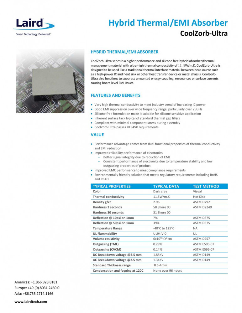 Laird CoolZorb-Ultra technical document page 1