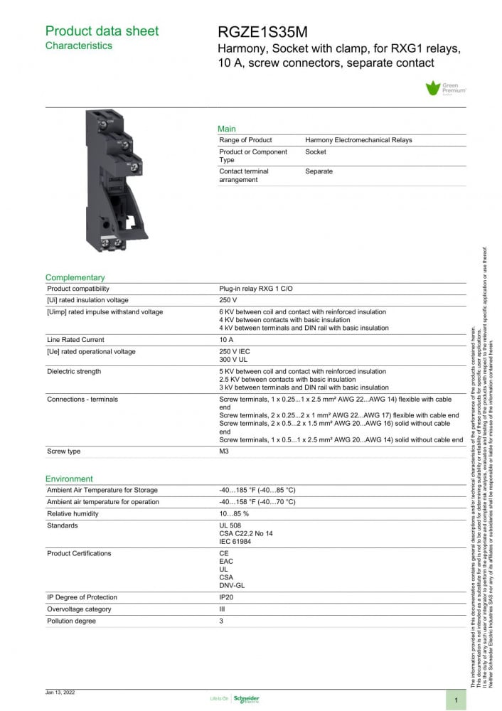 RGZE1S35M product documentation page 1