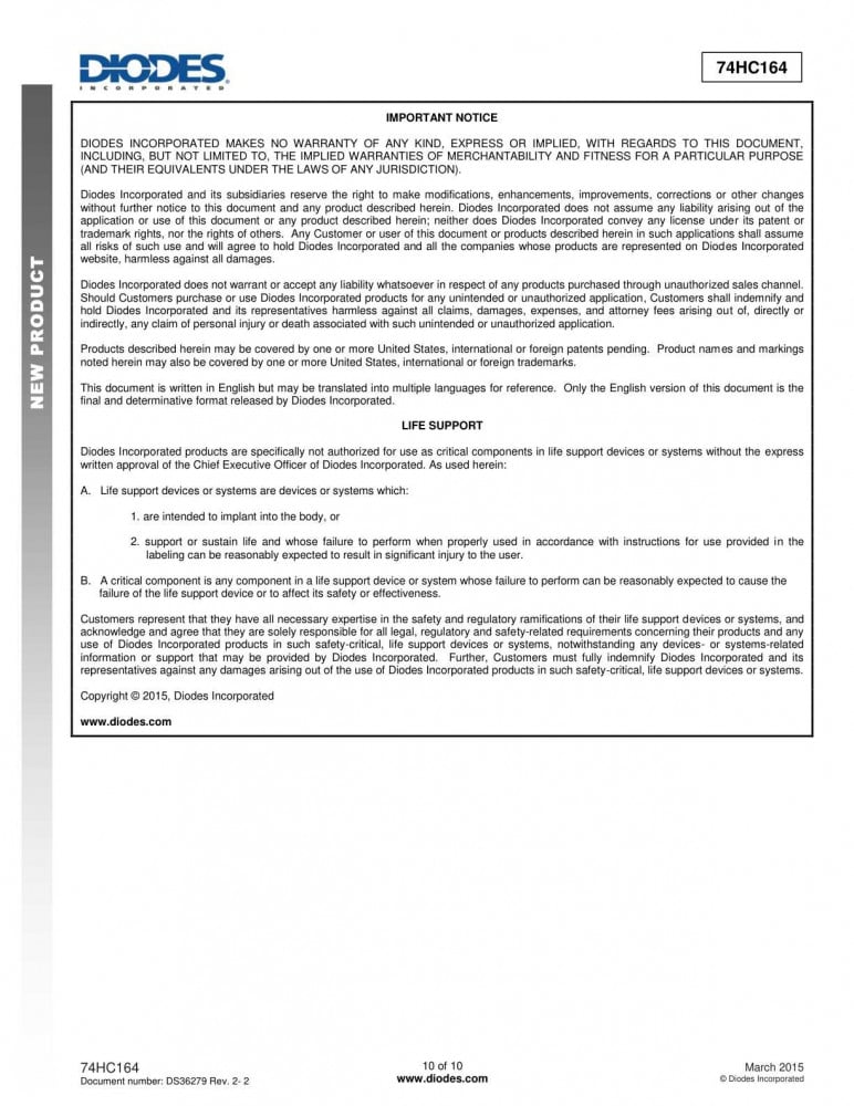 74HC164S14-13 datasheet page 10