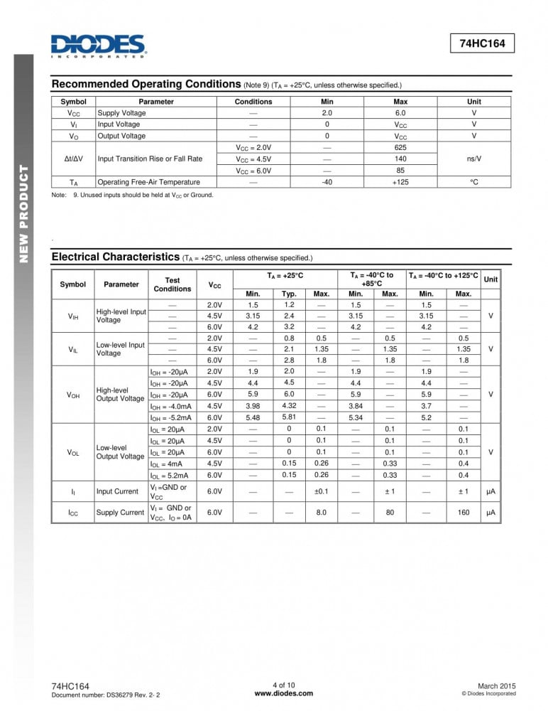 74HC164S14-13 datasheet page 4