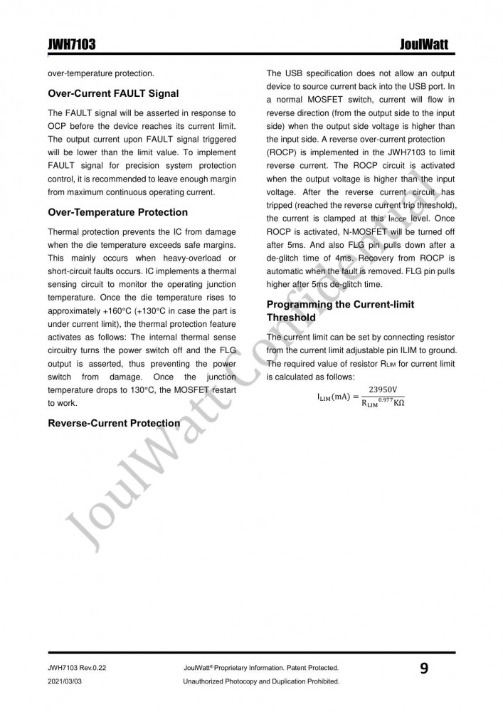 JWH7103 datasheet page 9