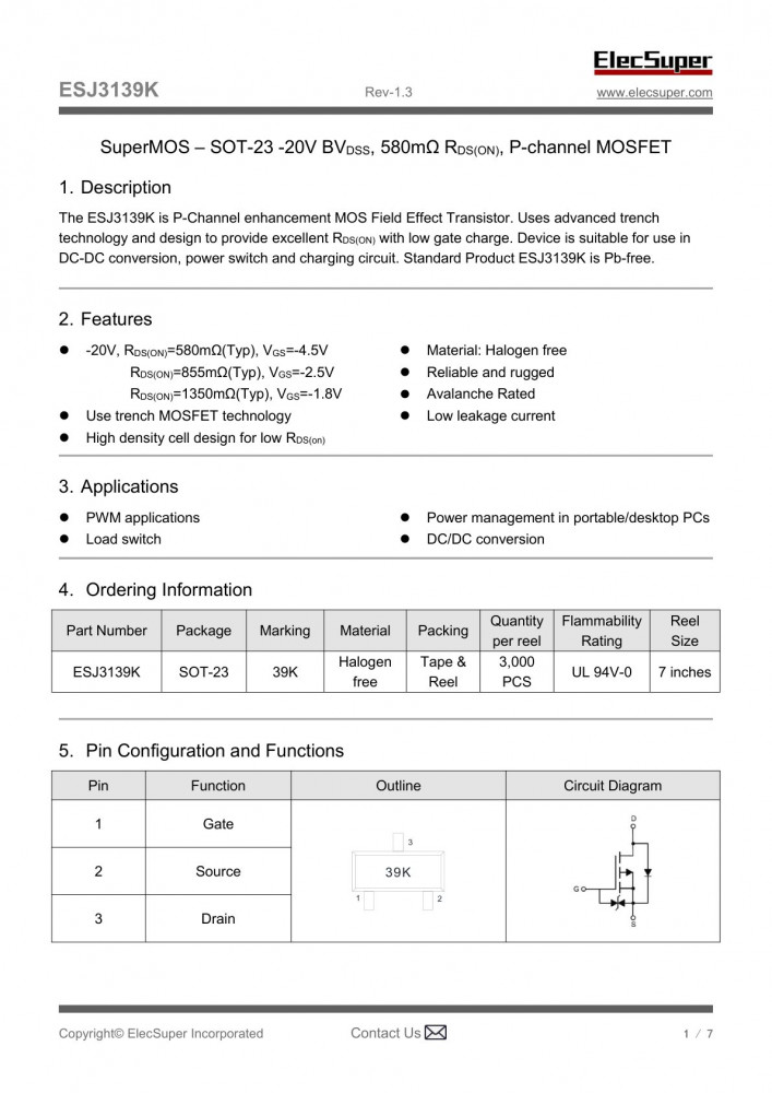 ESJ3139K datasheet page 1